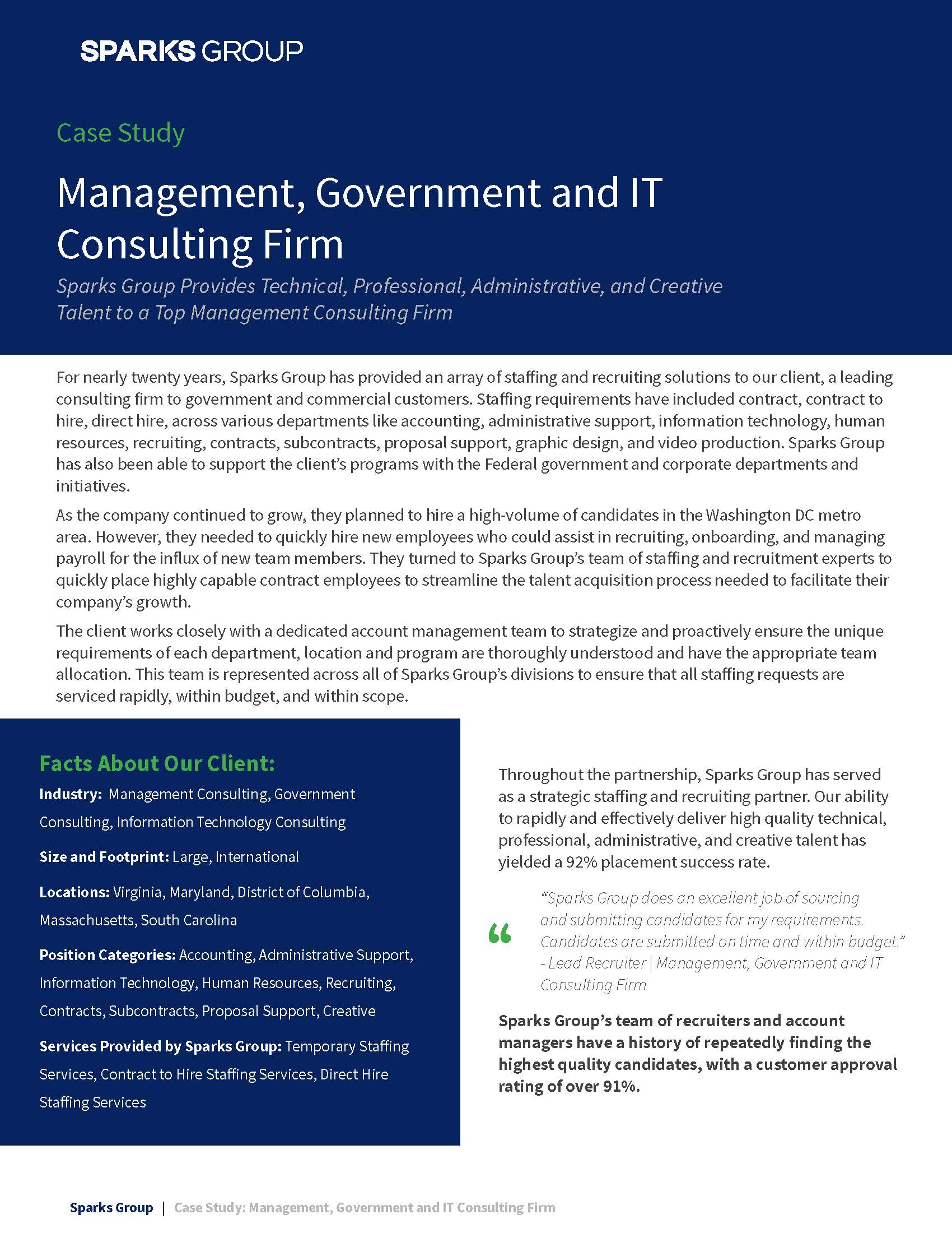 Management Government And IT Consulting Firm Case Study Sparks Group Management Government And IT Consulting Firm Case Study Sparks Group